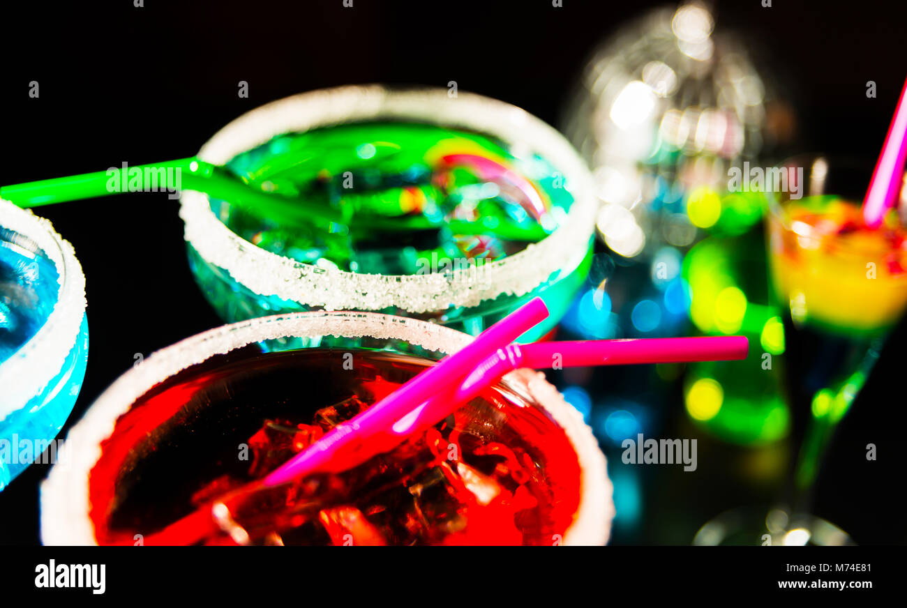 Tasty and colorful drinks based on various alcohols, syrups and ...