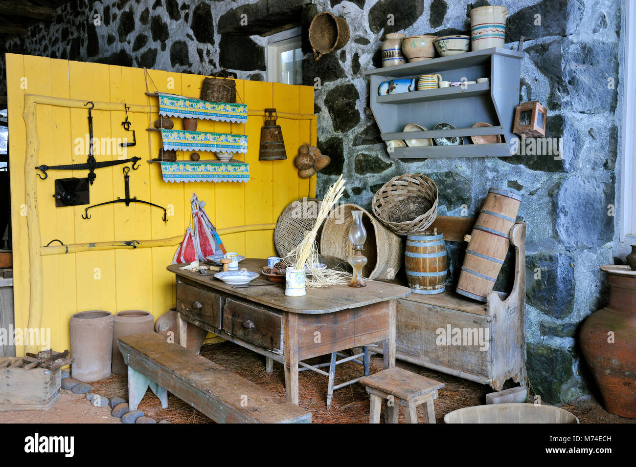 Traditional kitchen of São Jorge. Azores islands, Portugal Stock Photo ...
