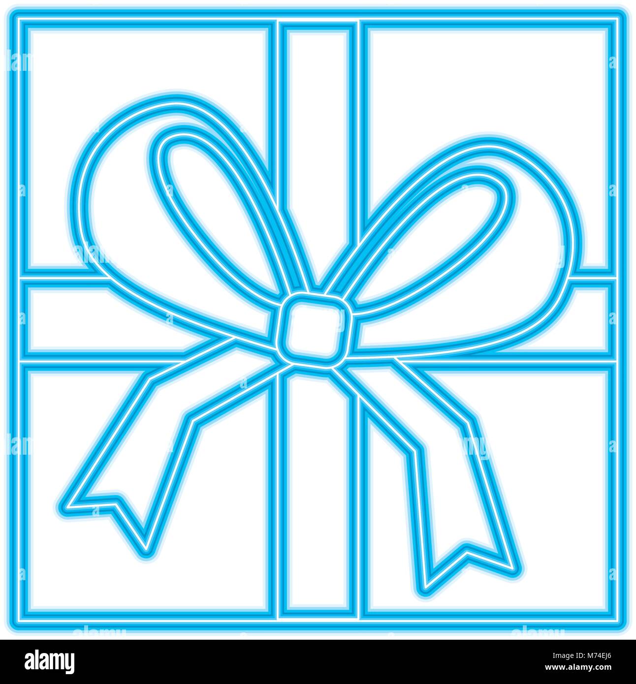square gift box with bow and ribbon top view closed Stock Vector Image ...