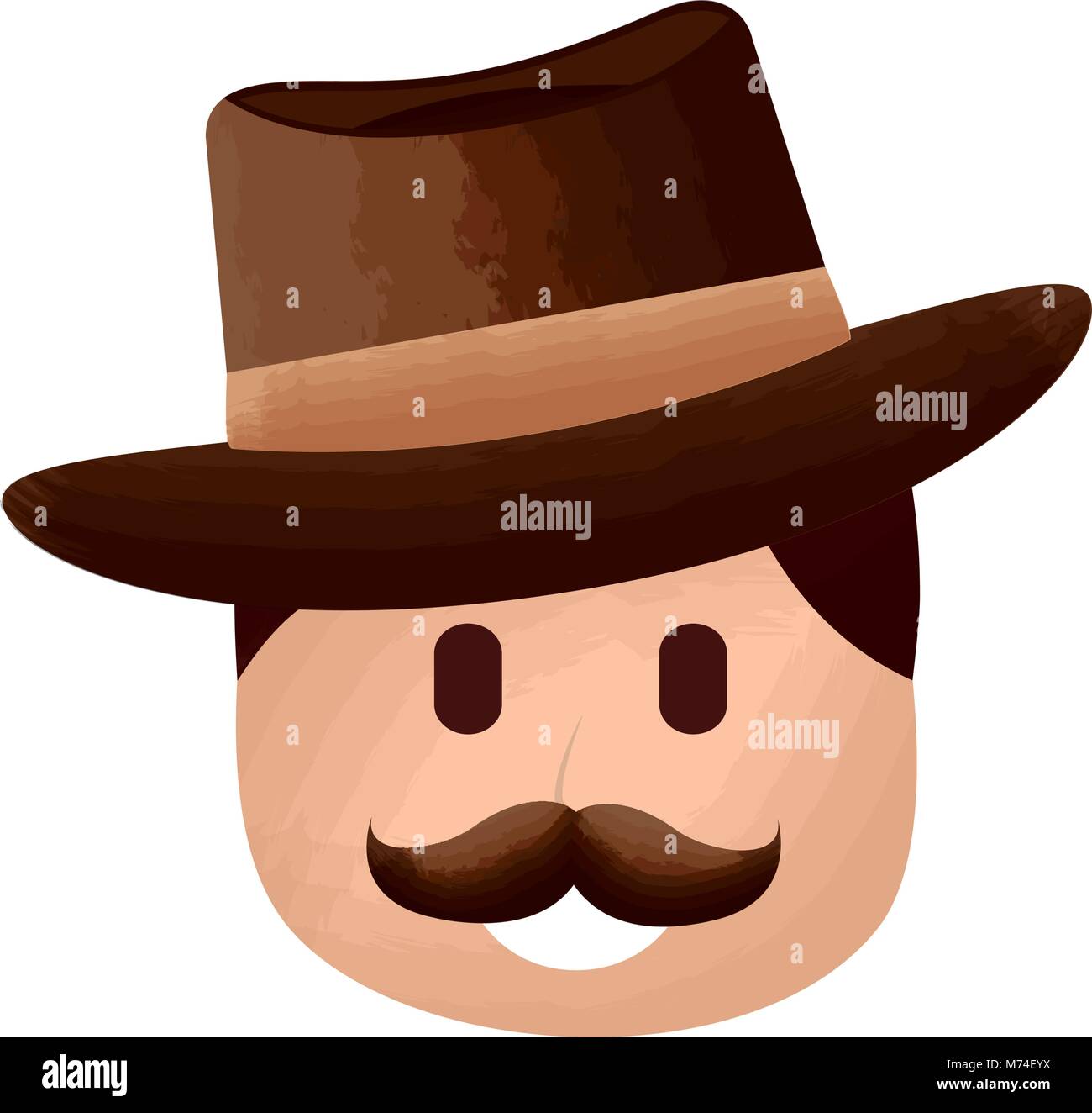 character man face mustache and hat laughing expression Stock Vector ...