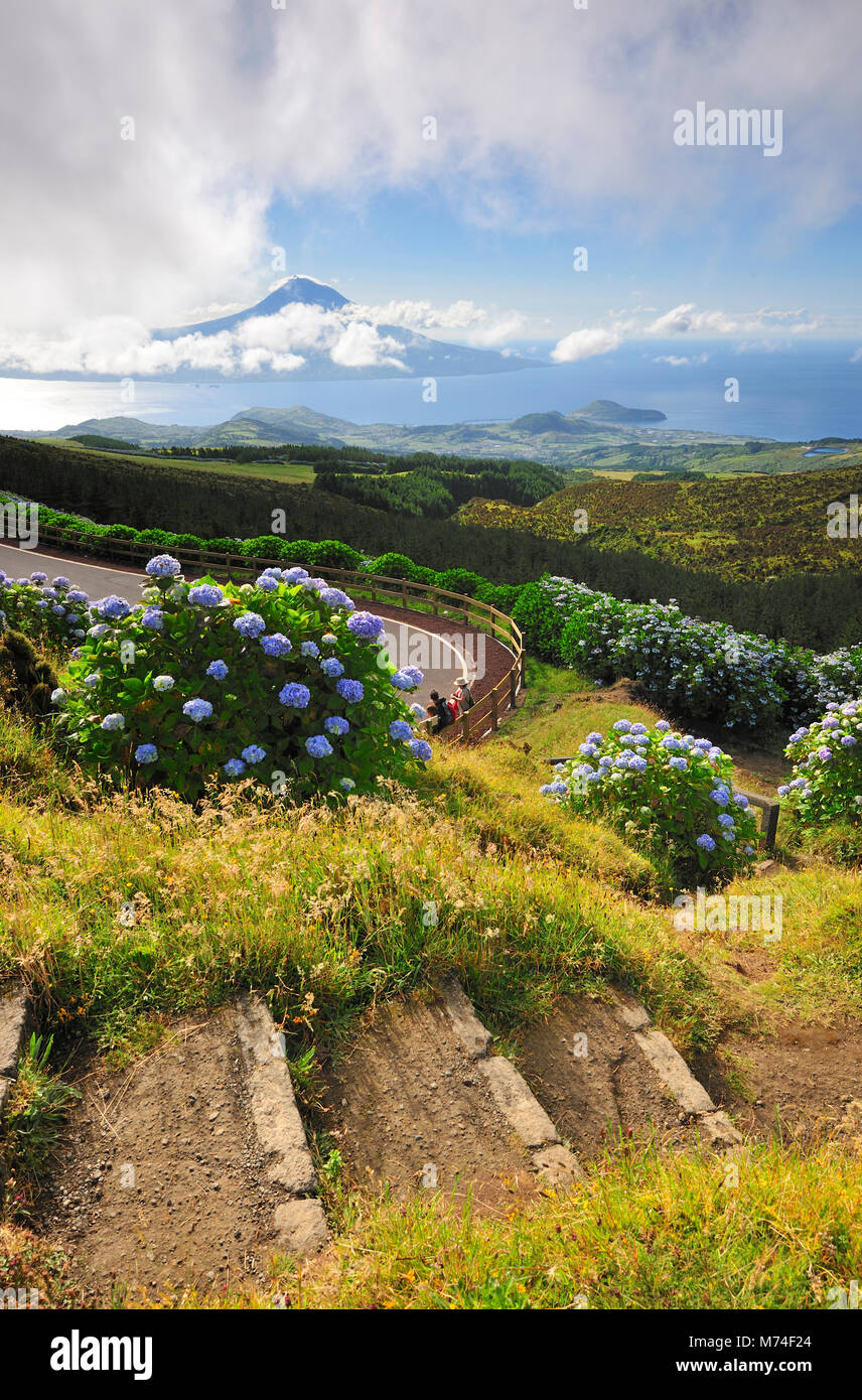 Faial island and Pico island on the horizon. Faial, Azores islands ...