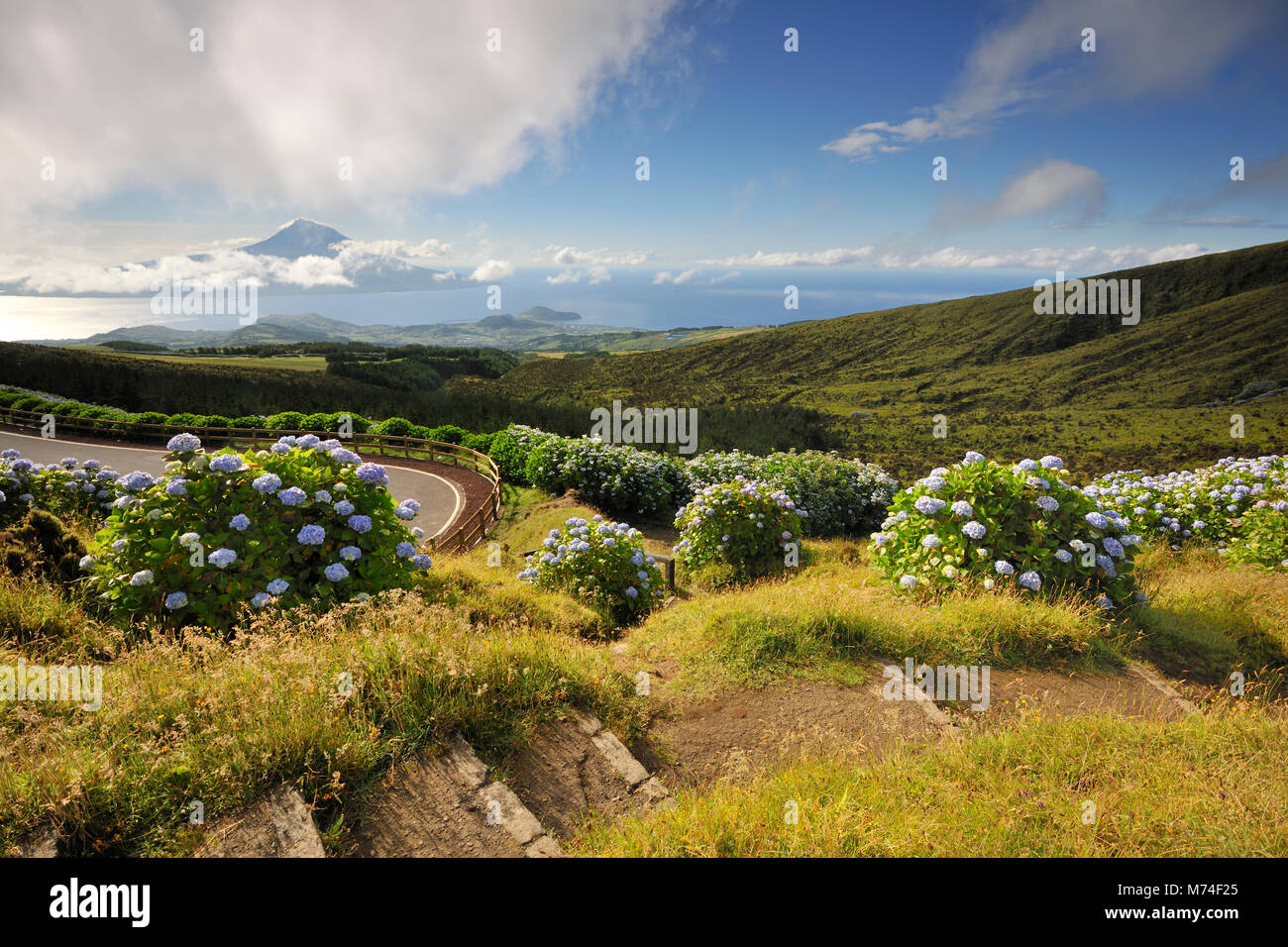 Faial island and Pico island on the horizon. Faial, Azores islands ...