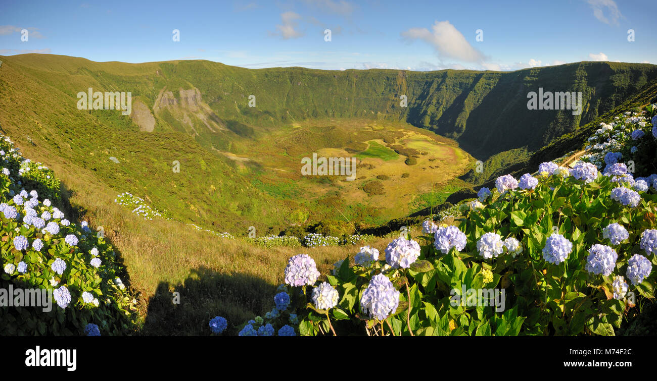 The Caldeira, the big volcanic crater of Faial. Azores islands ...