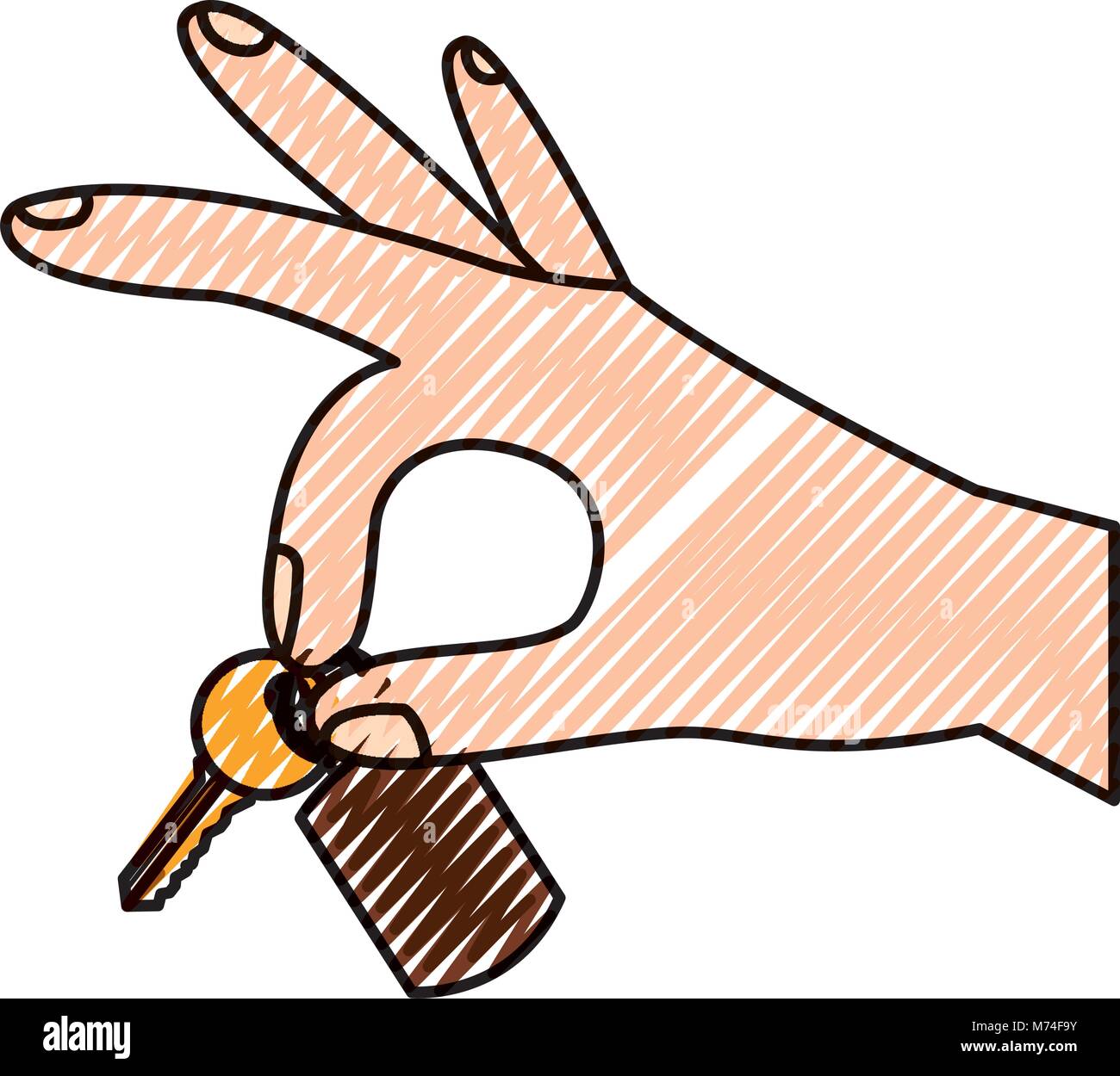 hand holding keychain and key Stock Vector Image & Art - Alamy