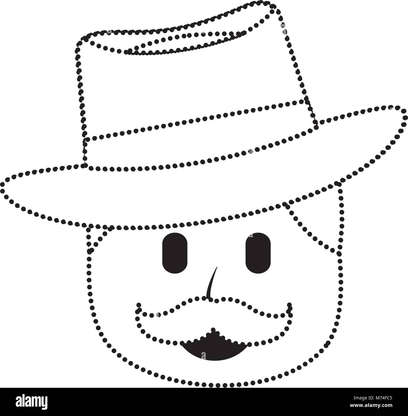 character man face mustache and hat laughing expression Stock Vector ...
