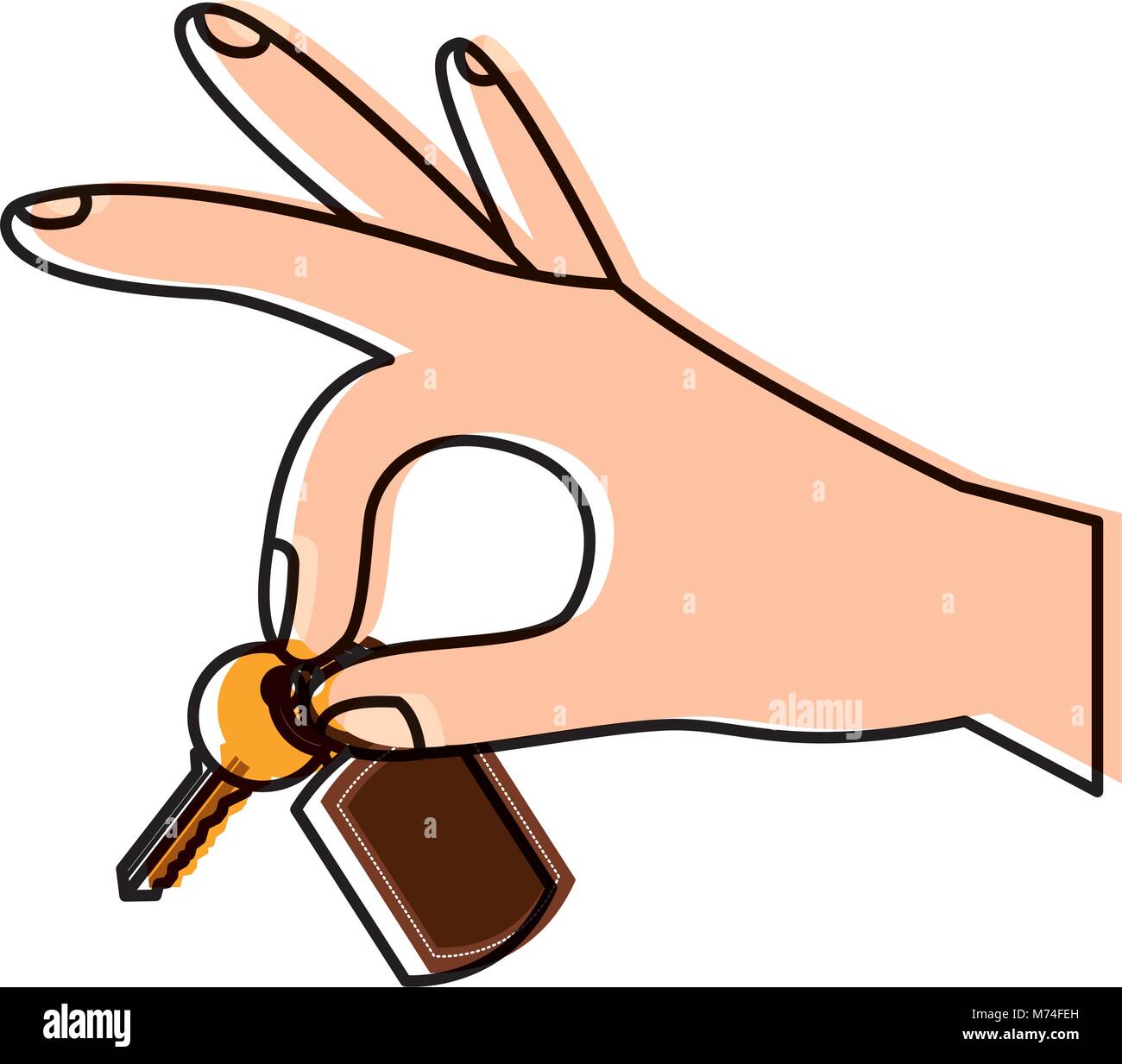 hand holding keychain and key Stock Vector Image & Art - Alamy