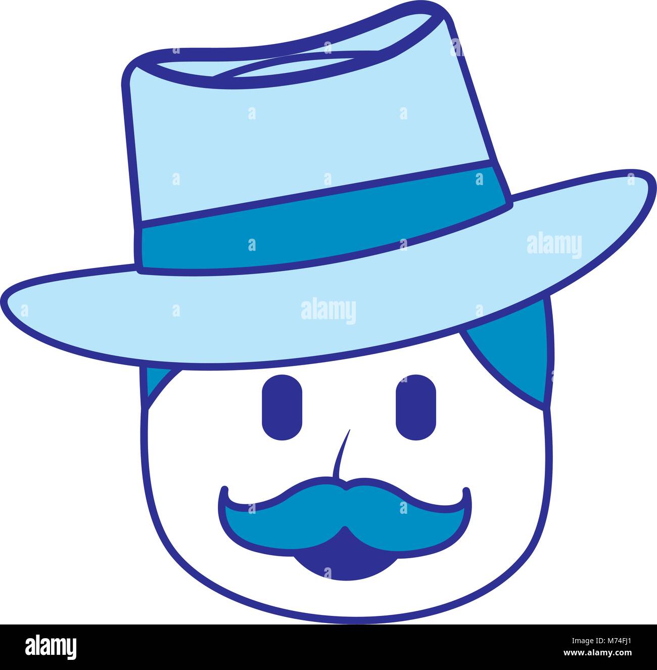 character man face mustache and hat laughing expression Stock Vector ...