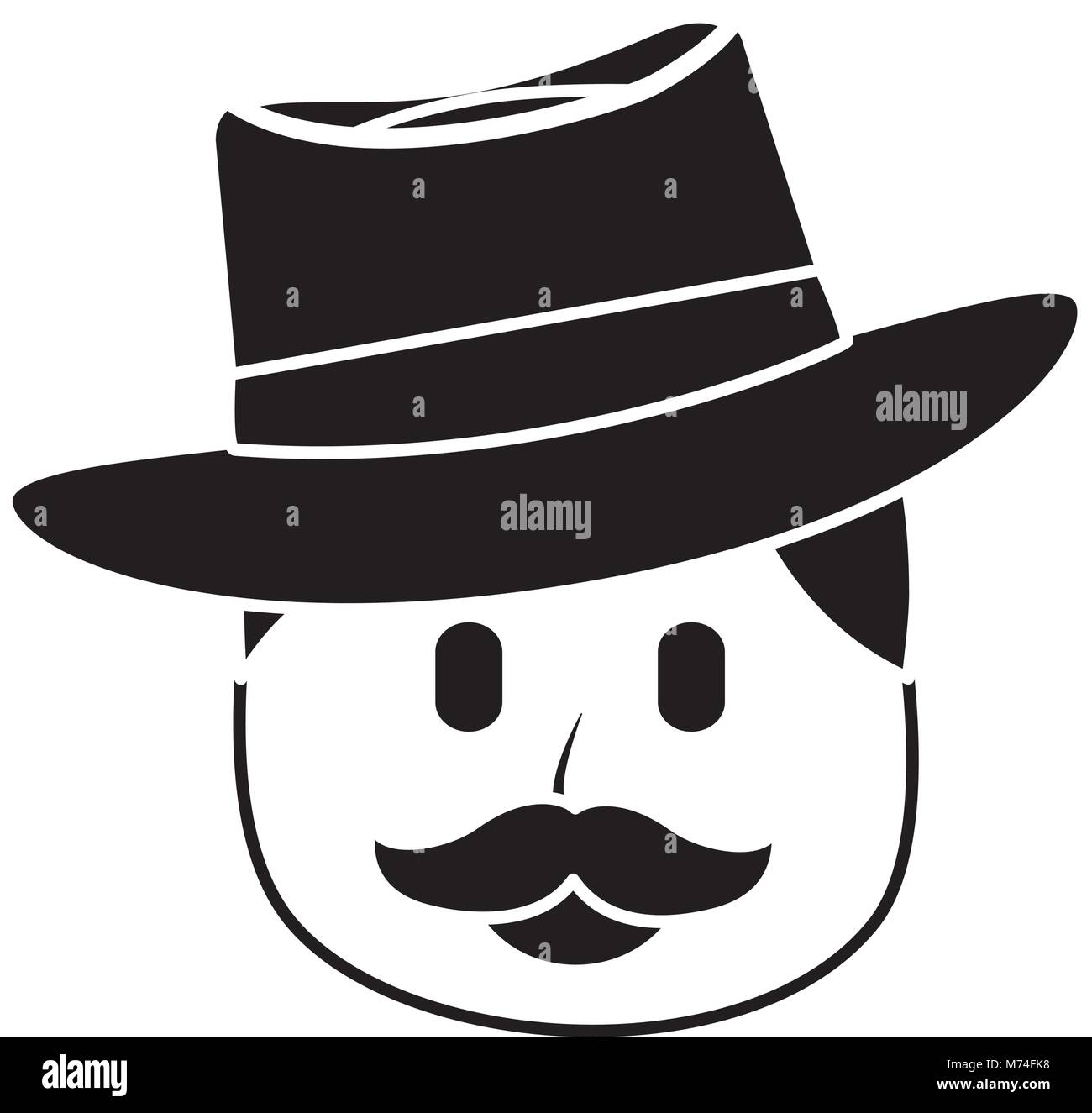 character man face mustache and hat laughing expression Stock Vector ...
