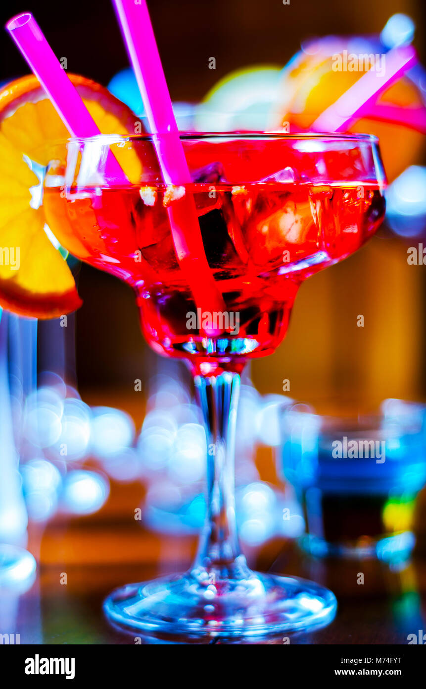 Tasty and colorful drinks based on various alcohols, syrups and ...