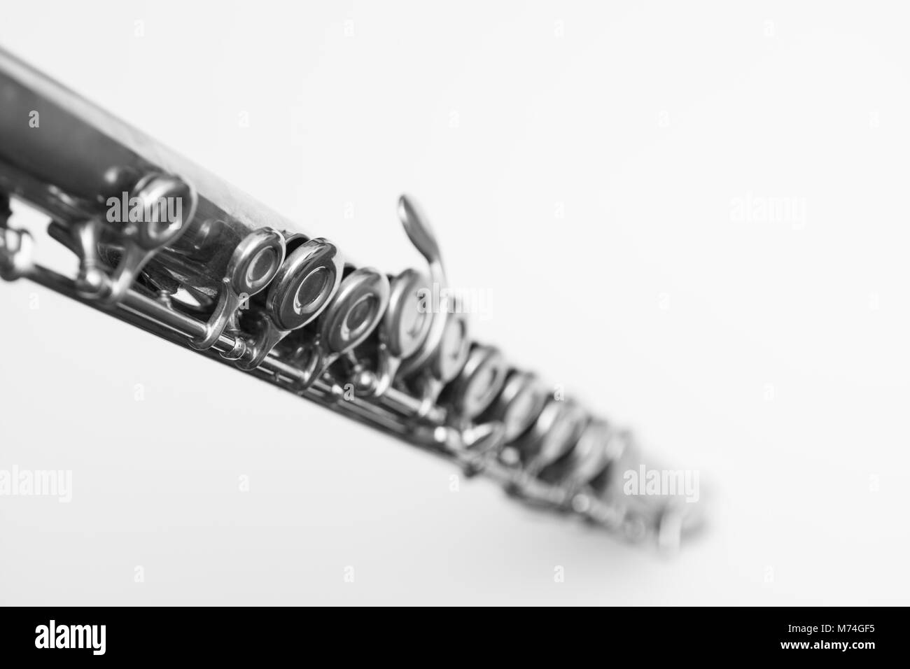 Close up of keys from a flute. Classical musical instrument Stock Photo ...