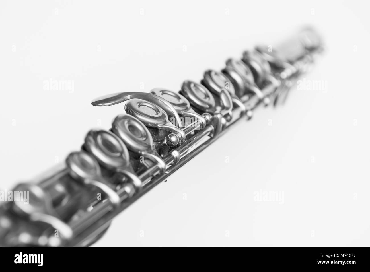 Close up of keys from a flute. Classical musical instrument Stock Photo ...