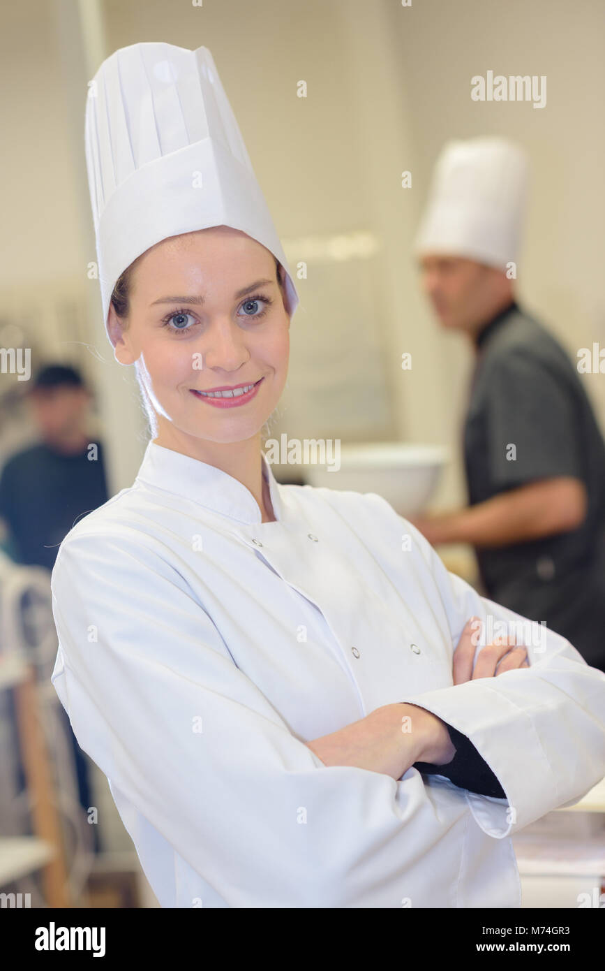 Portrait of female chef in uniform Stock Photo - Alamy
