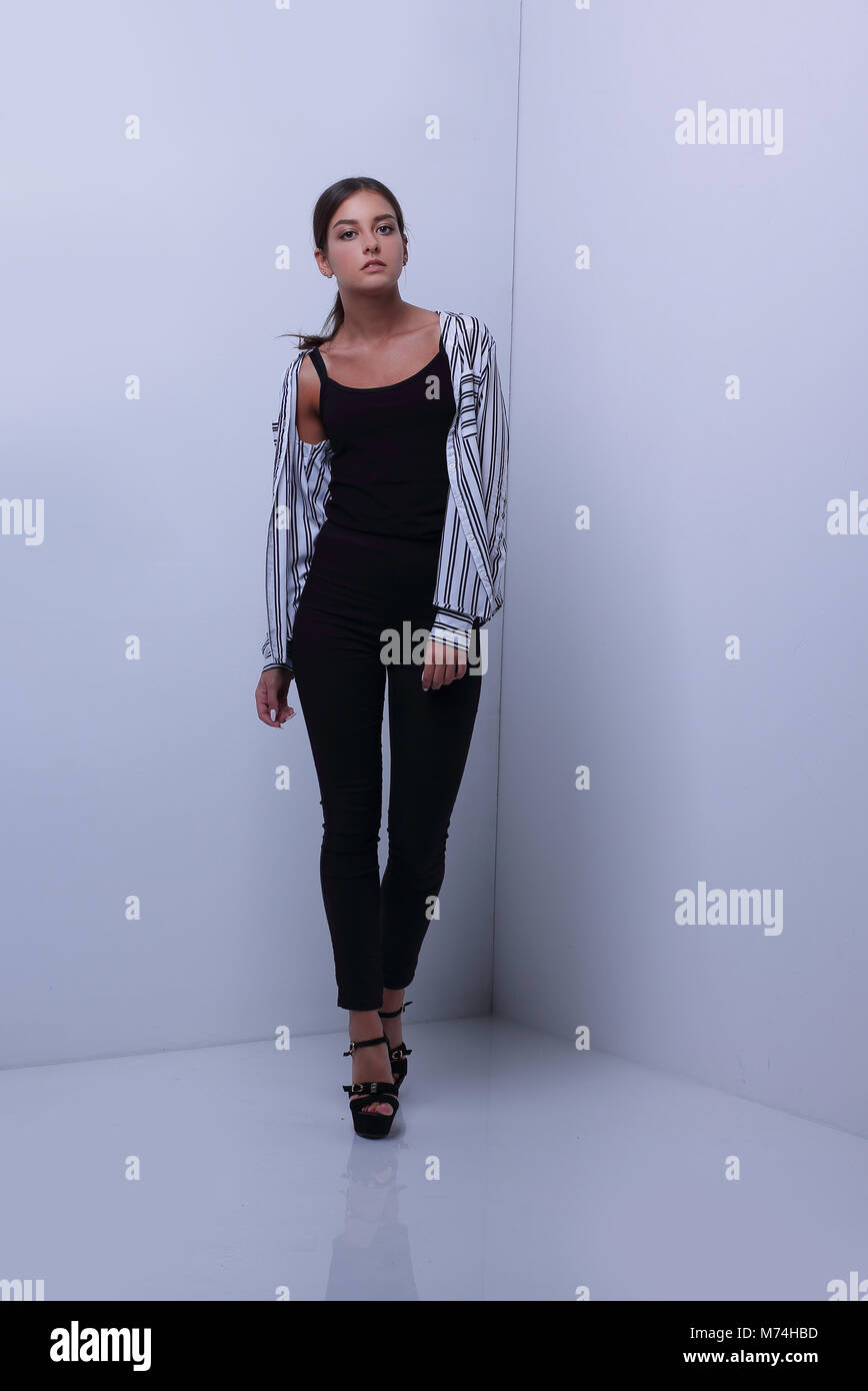 sad young woman walking forward Stock Photo - Alamy