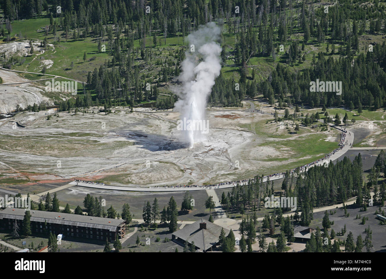 Aerial view of Old Faithful Geyser 2006. Aerial view of Old Faithful ...