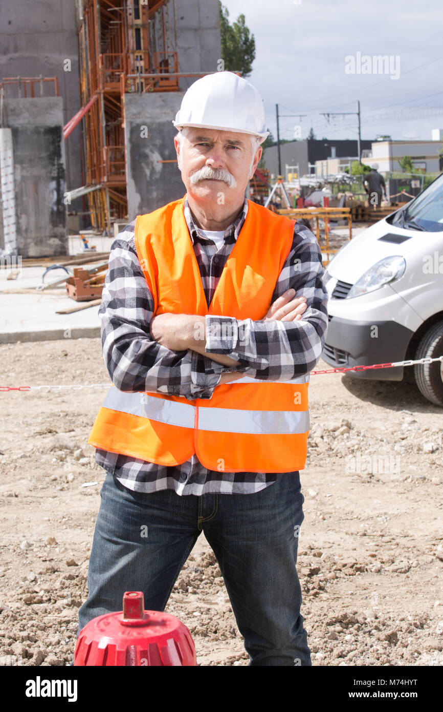 senior construction manager on building site Stock Photo - Alamy