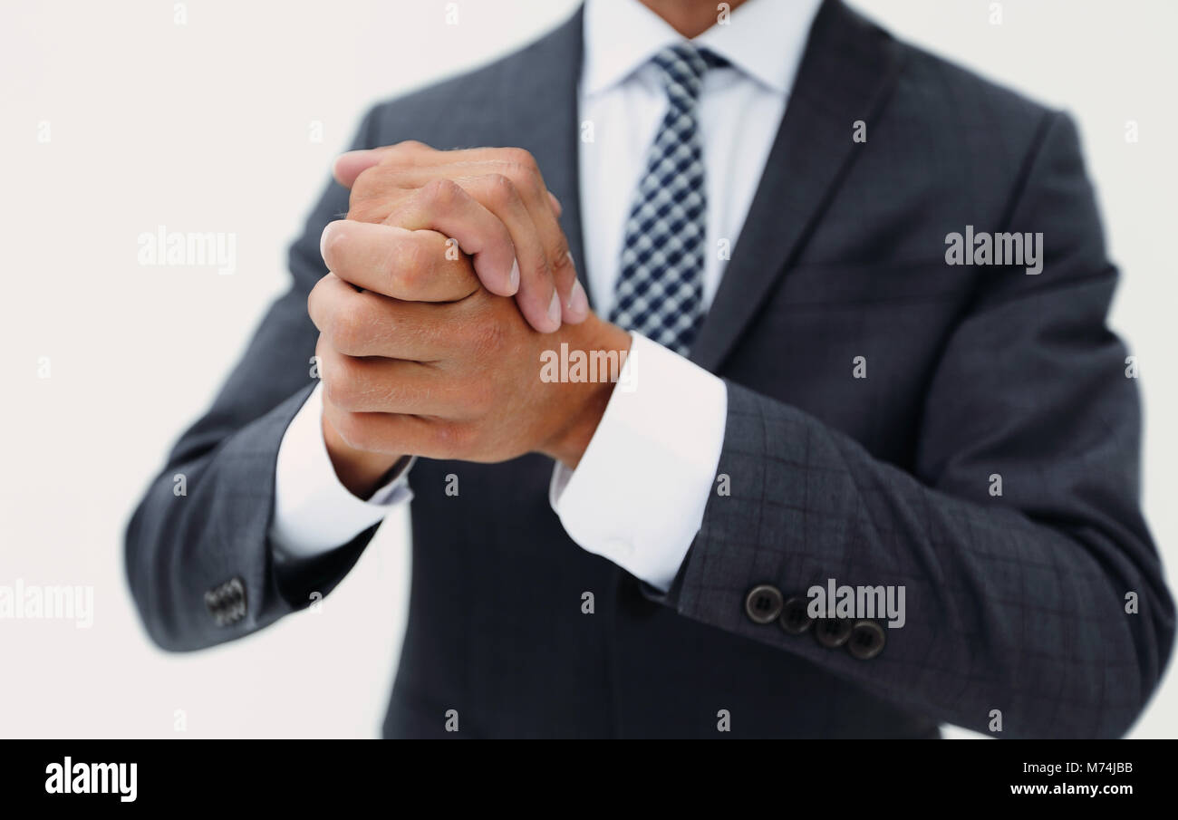 Close up on male clenched hands Stock Photo - Alamy