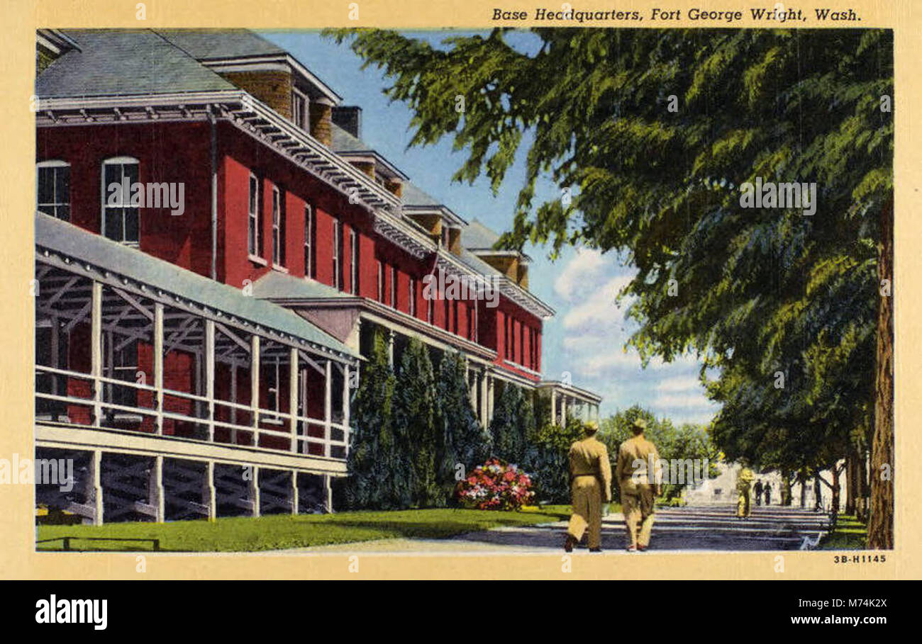 An image showing the base headquarters of Fort George Wright in ...