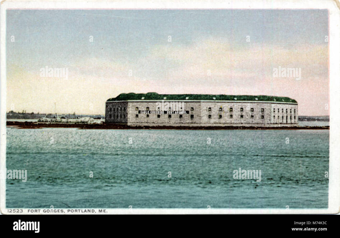 Fort Gorges, located in Maine, is depicted in this historical image ...