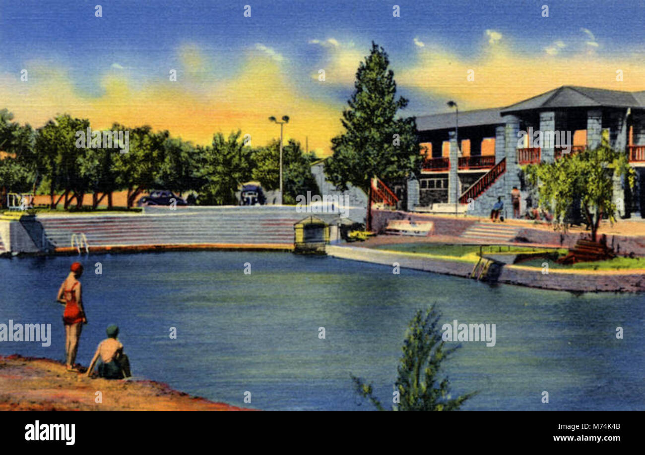 A view of Fort Stockton, Texas, showcasing the historic Comanche Spring ...