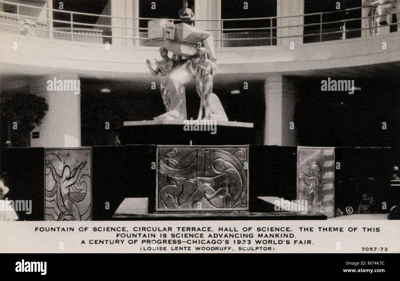 This image shows the Fountain of Science, likely a monument or artistic ...