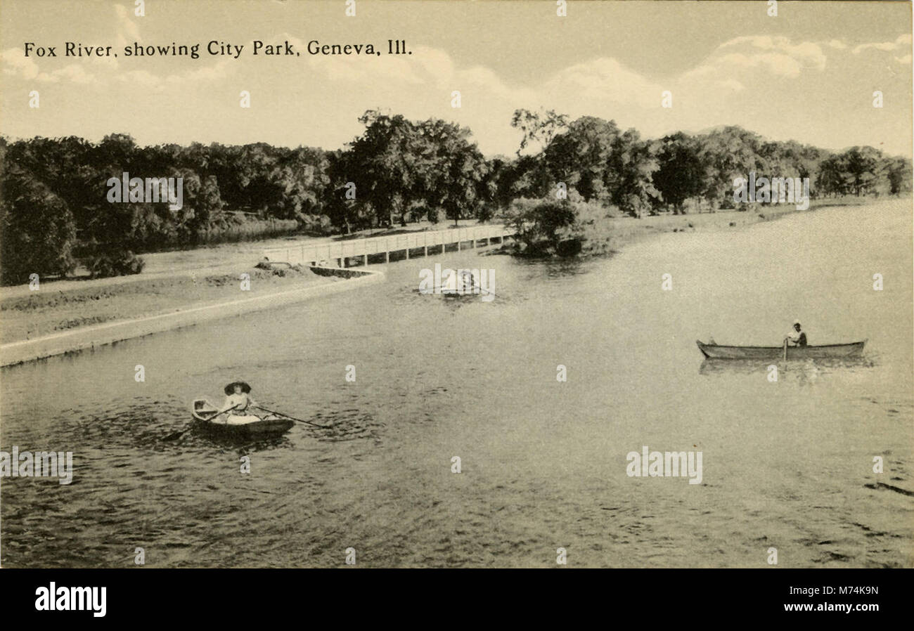 A photograph of the Fox River in the vicinity of City Park, showcasing the river's path through ...