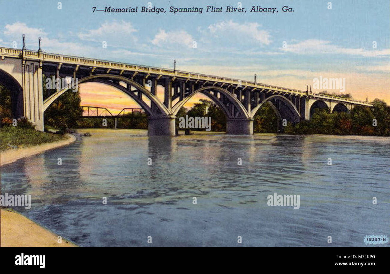 A photograph of the Memorial Bridge in Albany, Georgia, spanning the ...