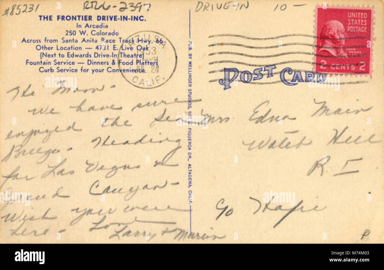 A historical image of the Frontier Drive-In, an American drive-in movie ...