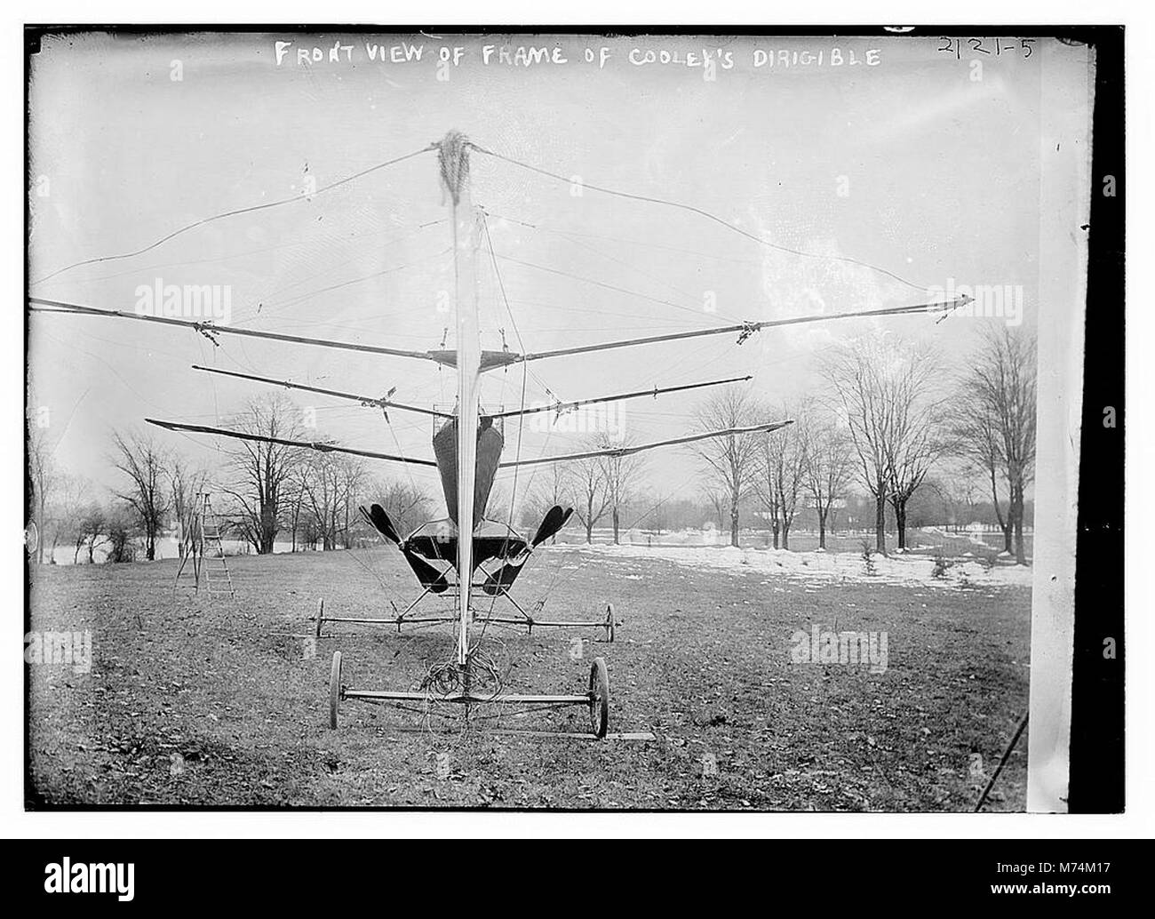 The Cooley dirigible, an early airship model, is shown in its frame ...