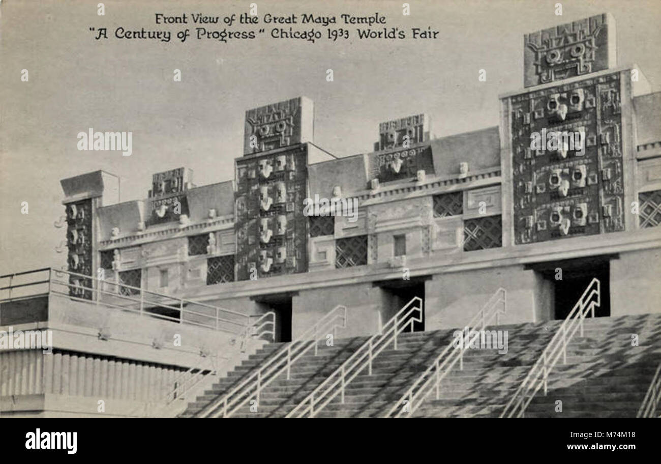 This image depicts the front view of the Great Maya Temple, displayed ...