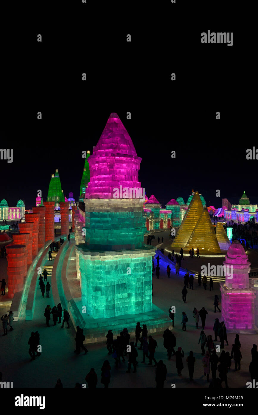 Ice buildings at the 2018 Harbin International Ice and Snow Sculpture ...