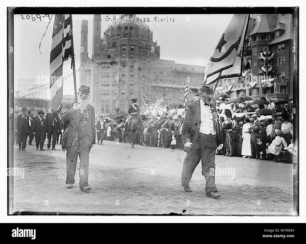 A photograph of the Grand Army of the Republic (G.A.R.) parade, a ...