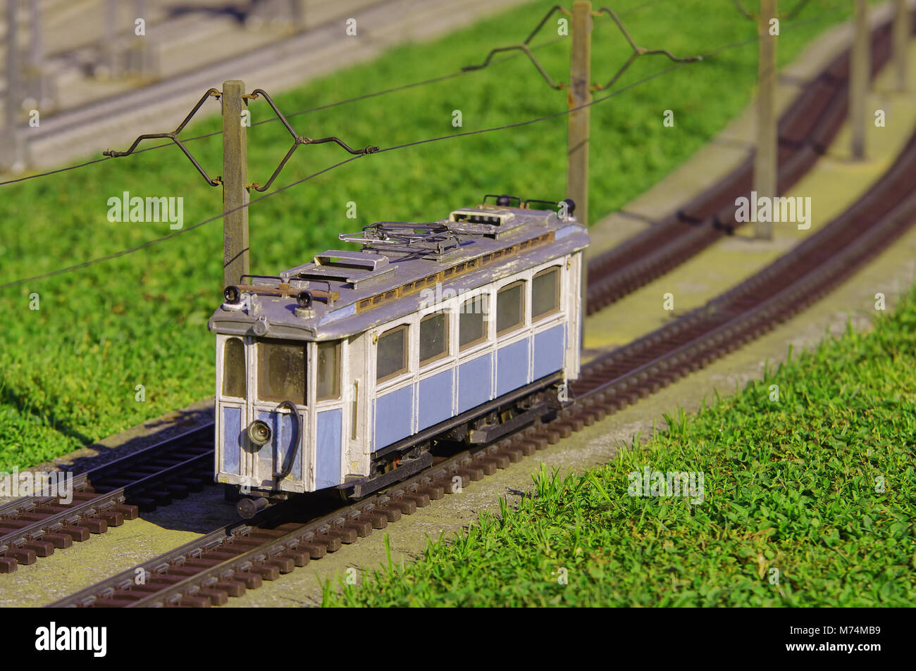 electric tram in miniature. railroad transportation Stock Photo - Alamy