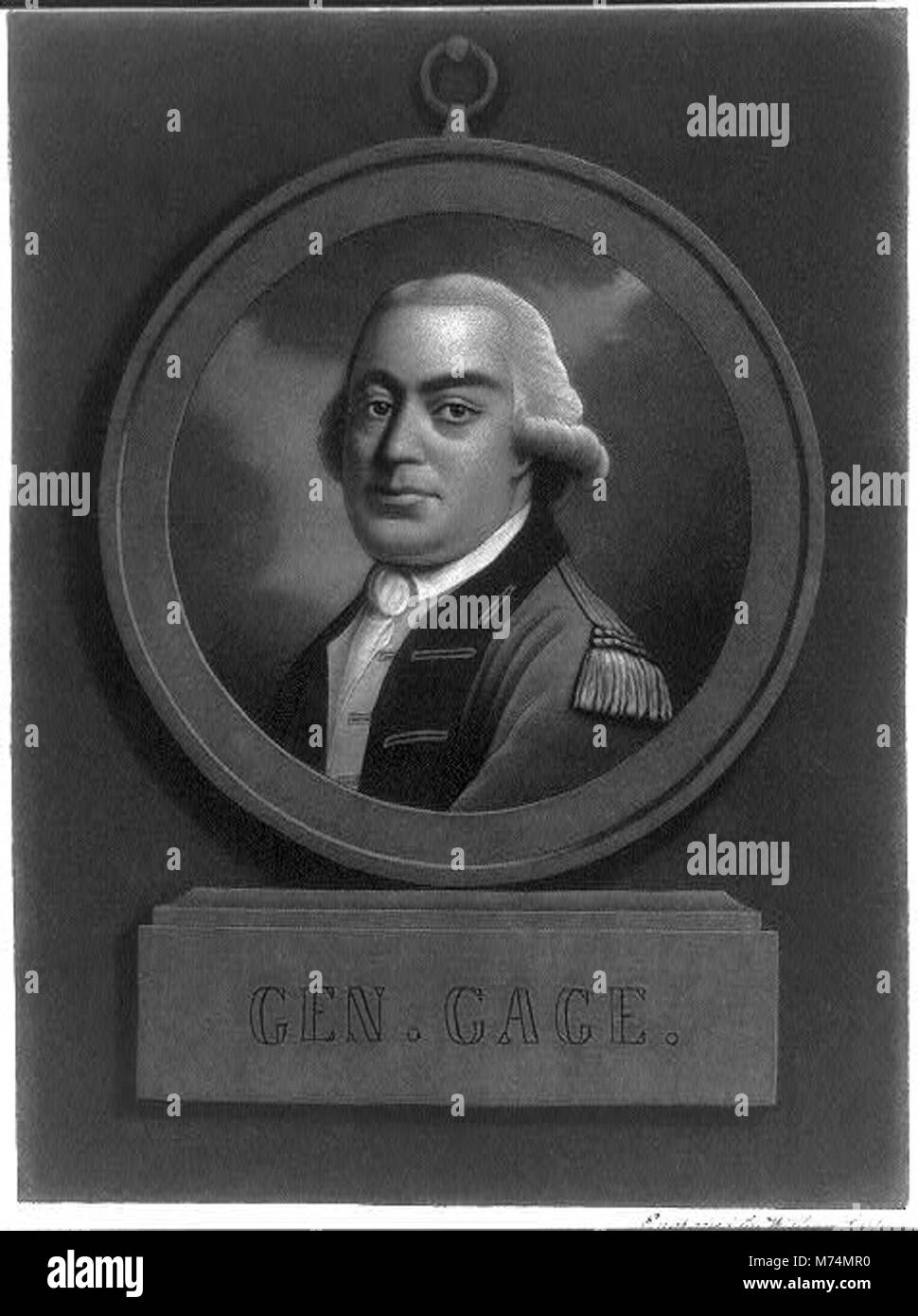 Engraved portrait of British General Thomas Gage, created by William Sartain, depicting the ...