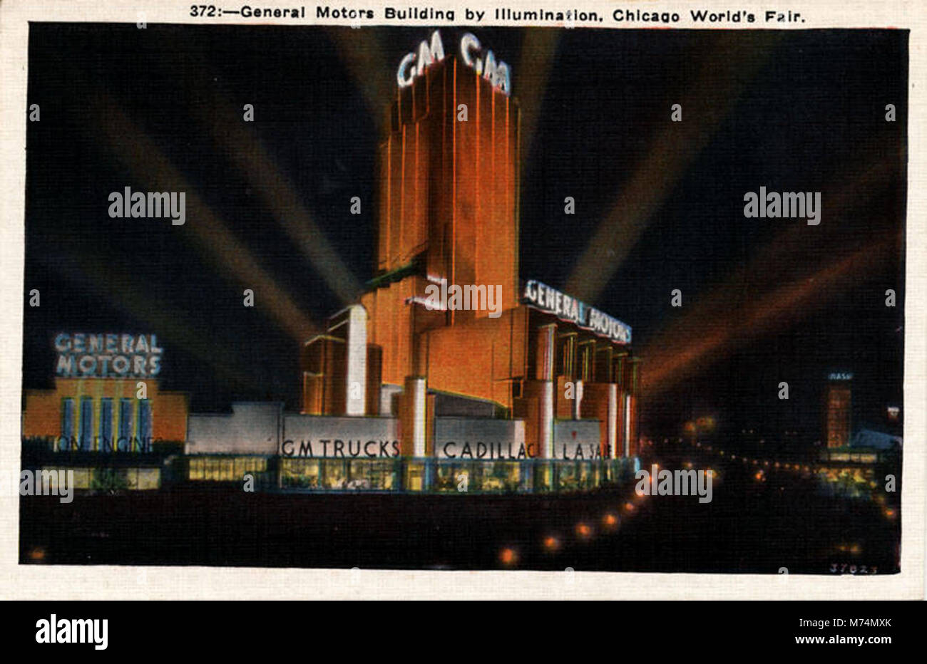 The General Motors Building, illuminated during the Chicago World's ...
