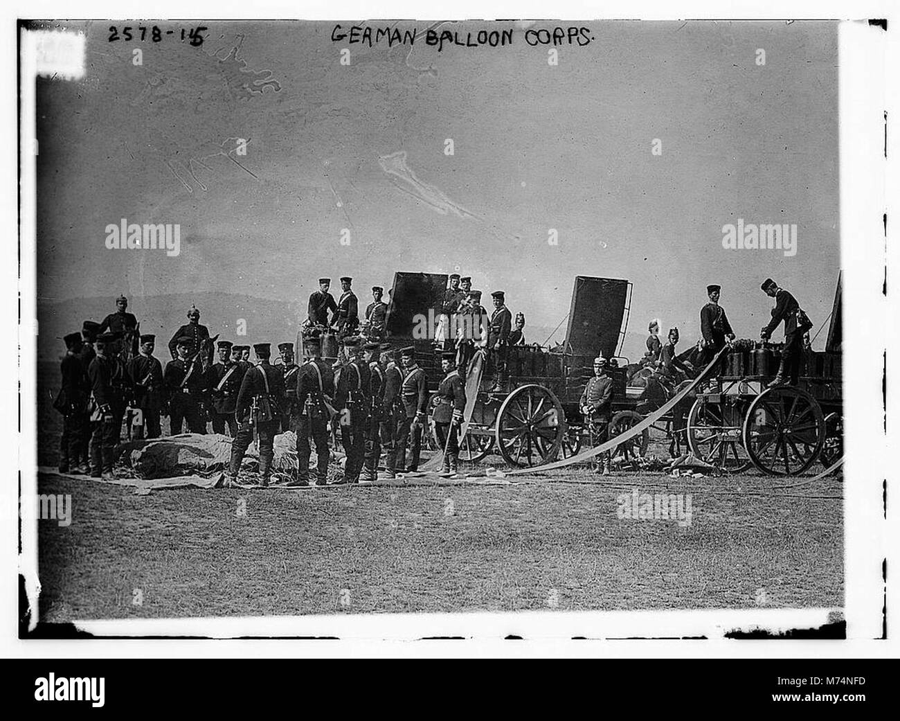 A photograph depicting the German Balloon Corps, showcasing their ...