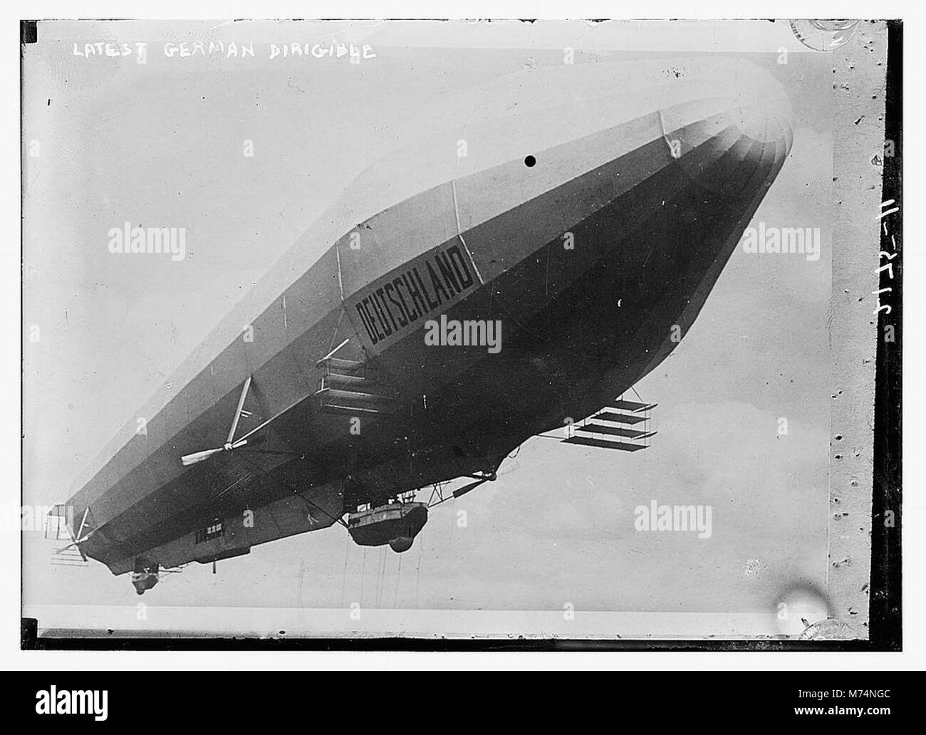 A historical photograph of a German dirigible, showcasing the design ...