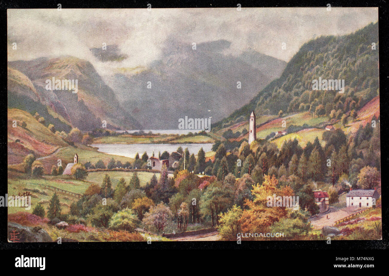 A photograph of Glendalough, an ancient monastic site in Ireland ...