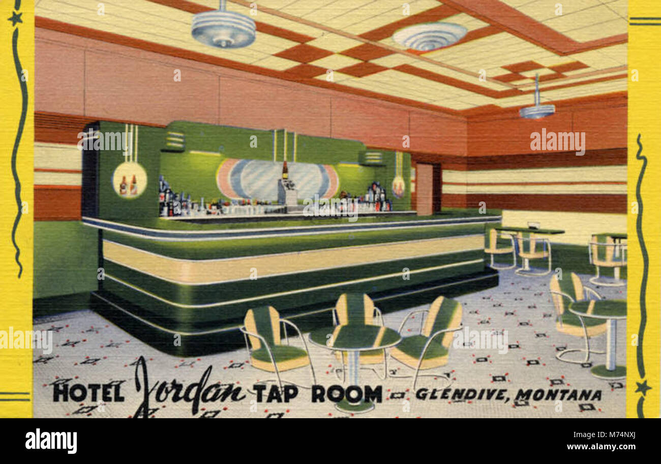 A vintage photograph of the Hotel Jordan Tap Room in Glendive, Montana ...