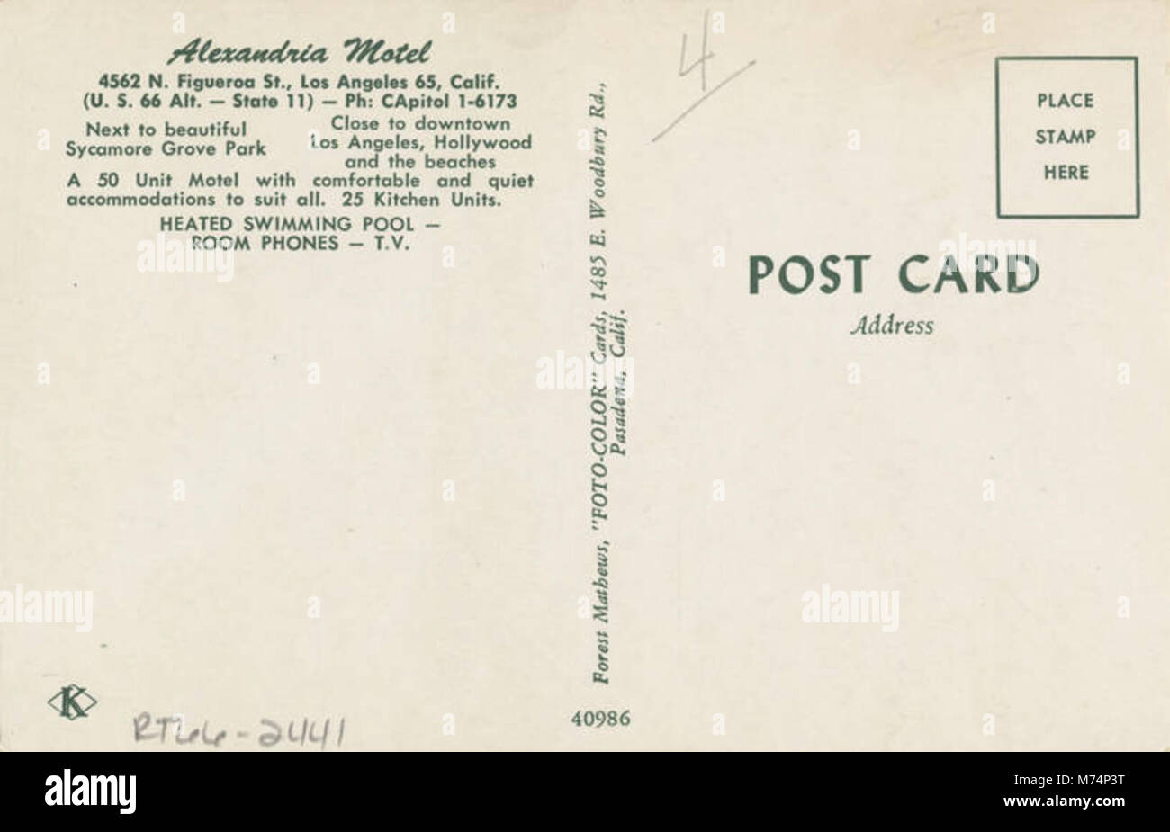 A photograph of the Alexandria Motel, showing its structure and ...