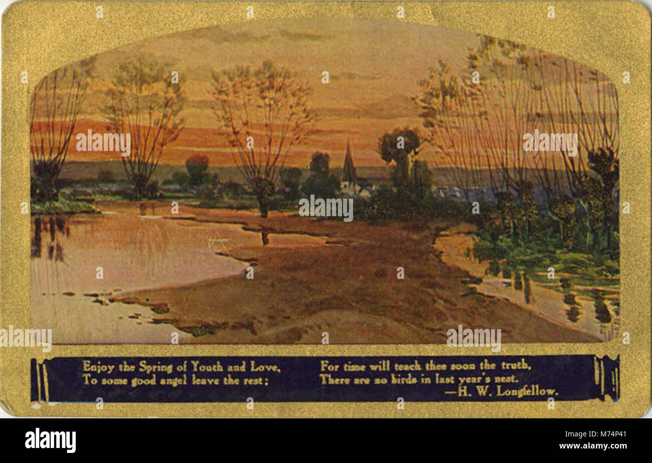 Gold Bordered Landscape Views, highly glazed and colored, advertisement ...