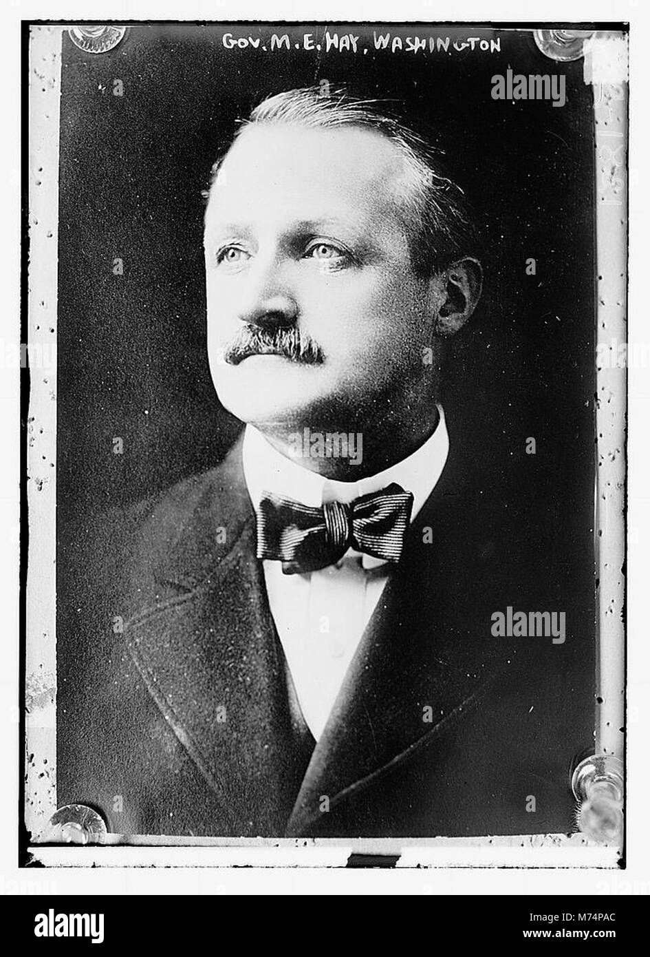 A historical portrait of Governor M.E. Hay of Washington. The ...