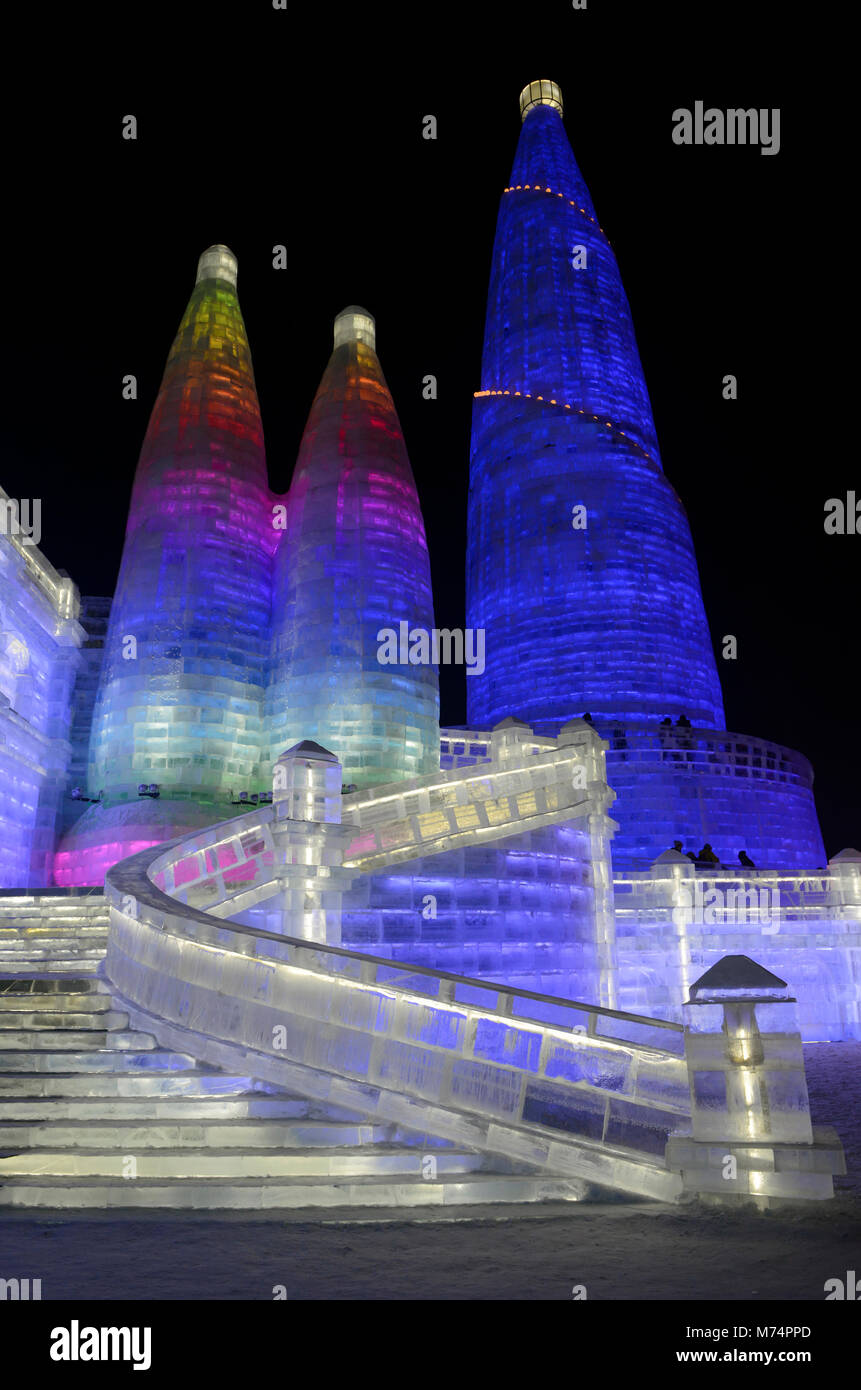 Ice buildings at the 2018 Harbin International Ice and Snow Sculpture ...