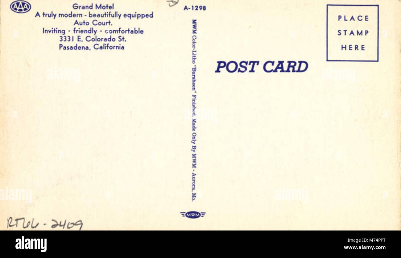 A vintage photograph of the Grand Motel, an example of mid-20th-century ...