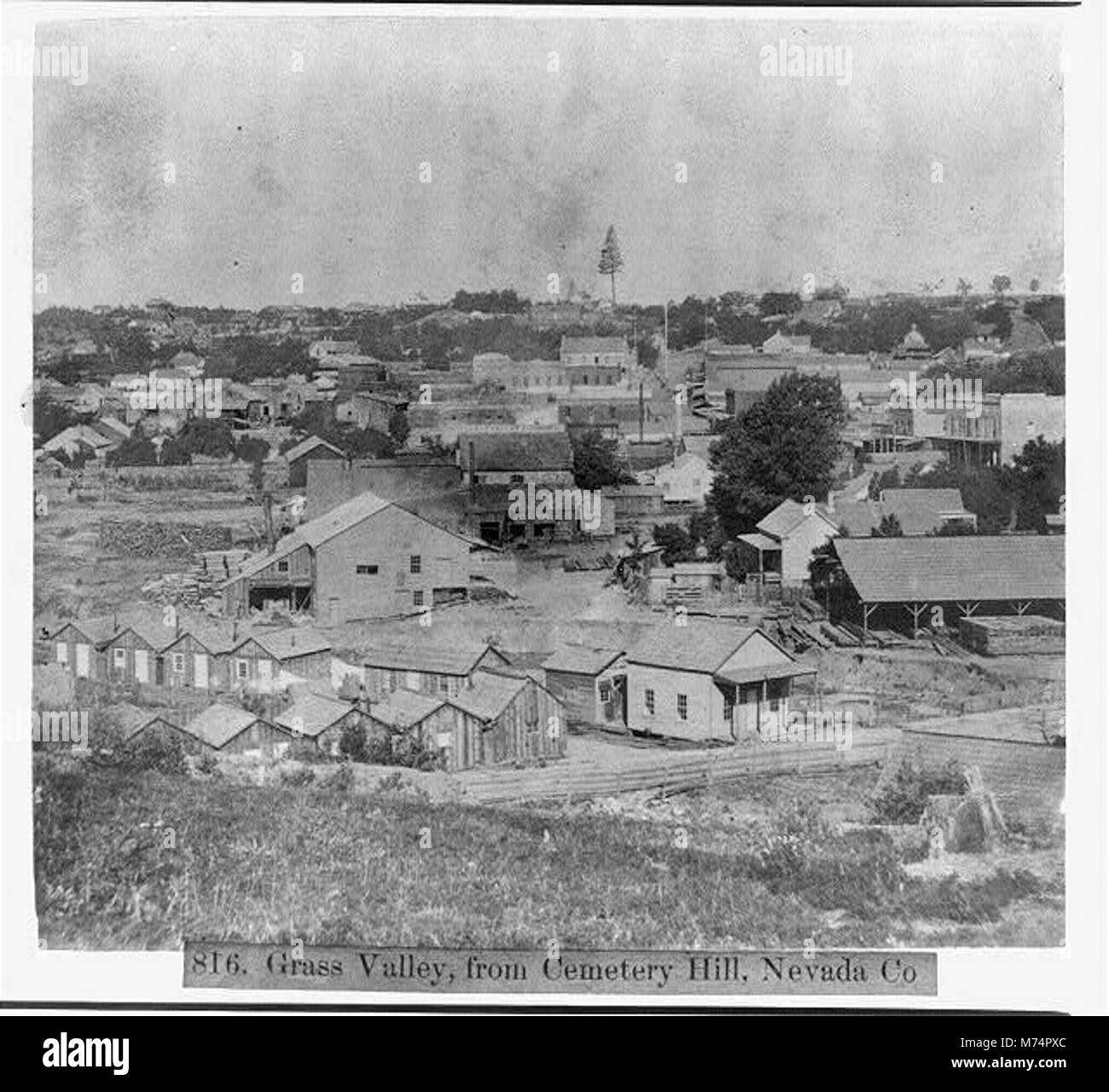 A view of Grass Valley from Cemetery Hill, Nevada County, showcasing ...