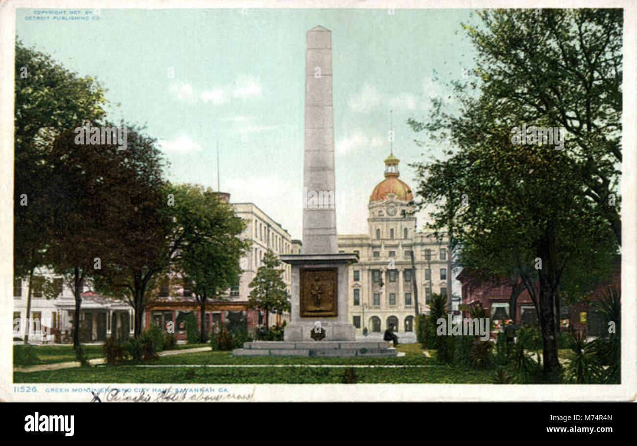 Photograph of the Green Monument and City Hall, showcasing significant ...