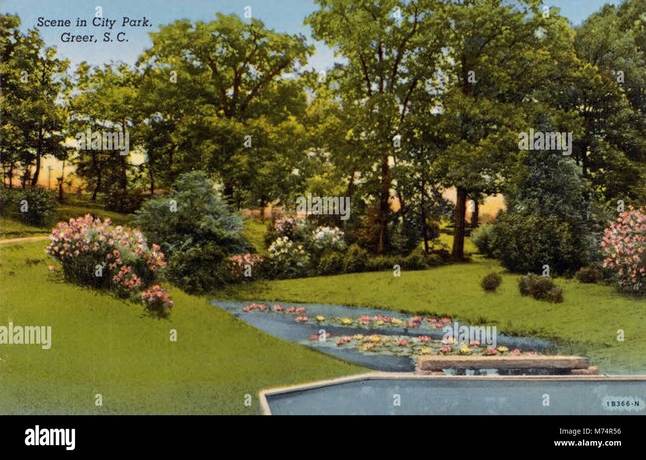 A scenic view of City Park in Greer, South Carolina, depicting local ...