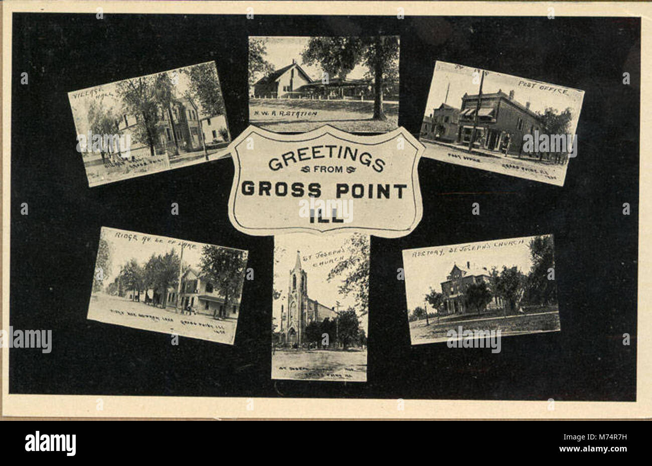 A postcard image of Gross Point, Illinois, showcasing the suburban ...