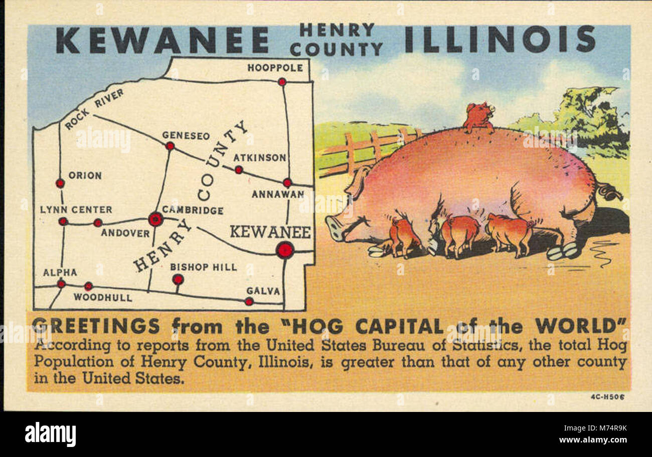 This postcard-style image features the slogan 'Hog Capital of the World ...