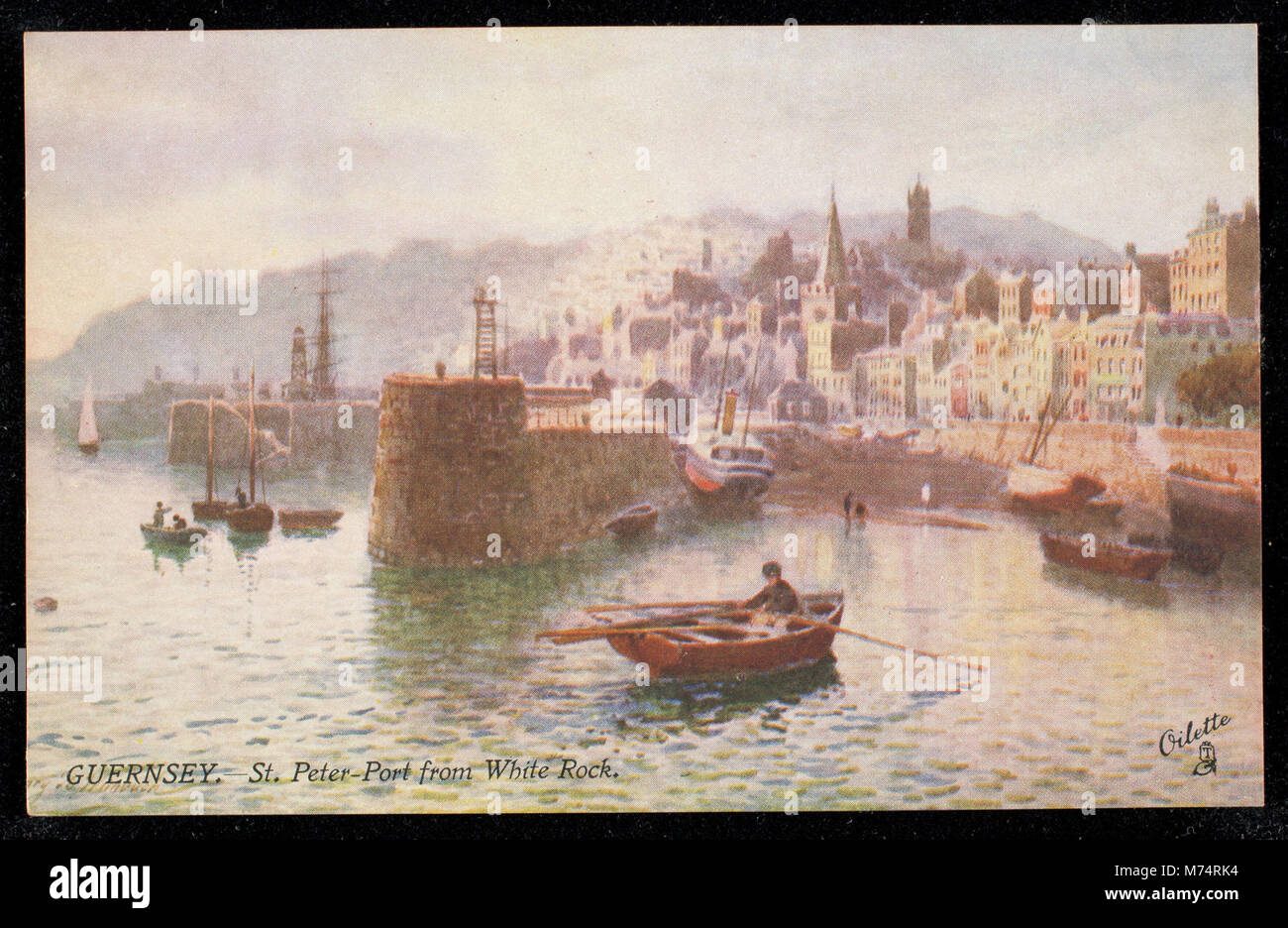 A scenic view of St. Peter Port in Guernsey, captured from White Rock ...