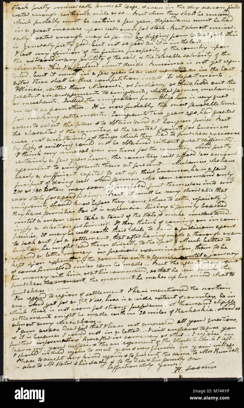 A photograph of a letter written by H. Loomis to William Kimball of ...